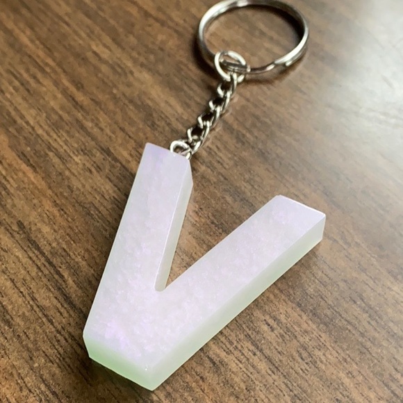 Accessories | Iridescent Purple Letter V Keychain | Poshmark
